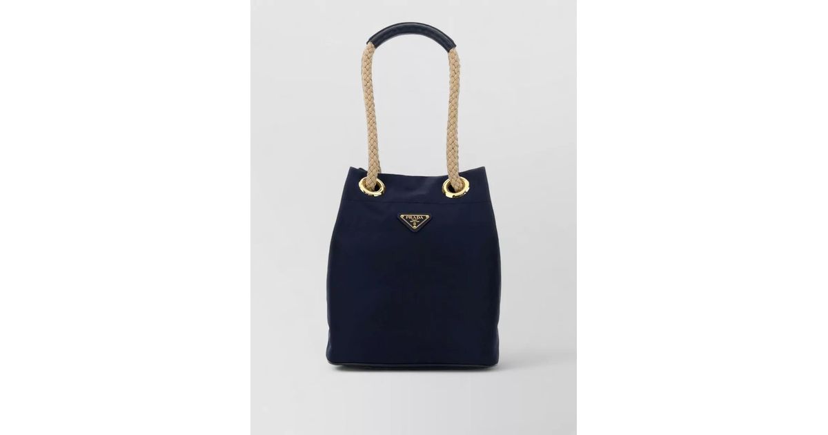 Prada Re Nylon Mariner Bucket Bag Braided Handles in Blue | Lyst UK