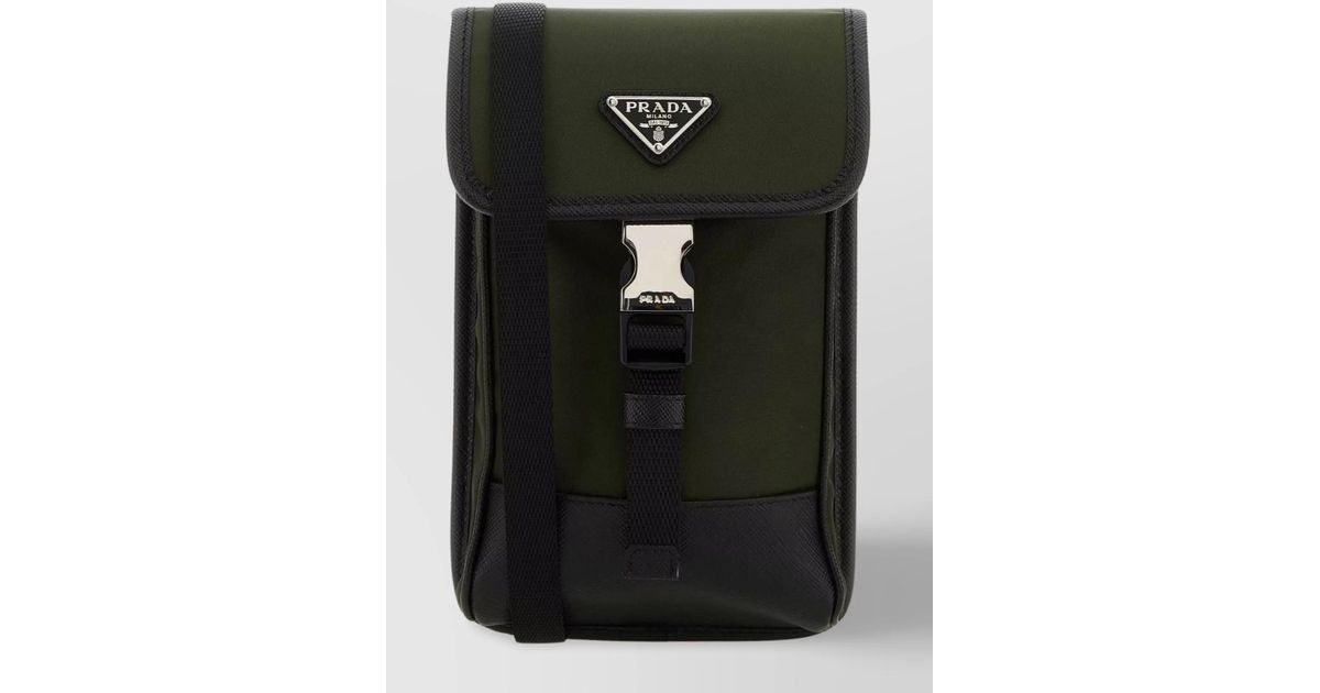 Prada Nylon Shoulder Bag With External Pocket in Black for Men | Lyst