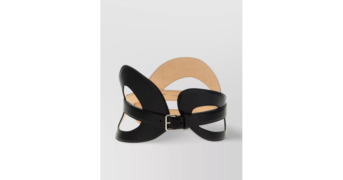 Alexander McQueen 'Curved' Double-Layered Cut-Out Belt in Black | Lyst