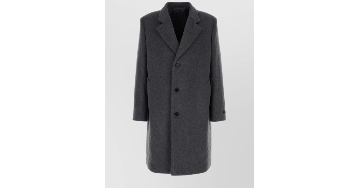 Prada Velour Coat With Back Vent And Notched Lapel in Gray for Men | Lyst