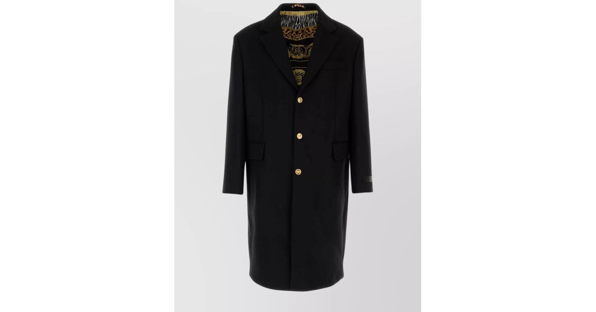 Versace Single Breasted Coat in Black for Men | Lyst UK