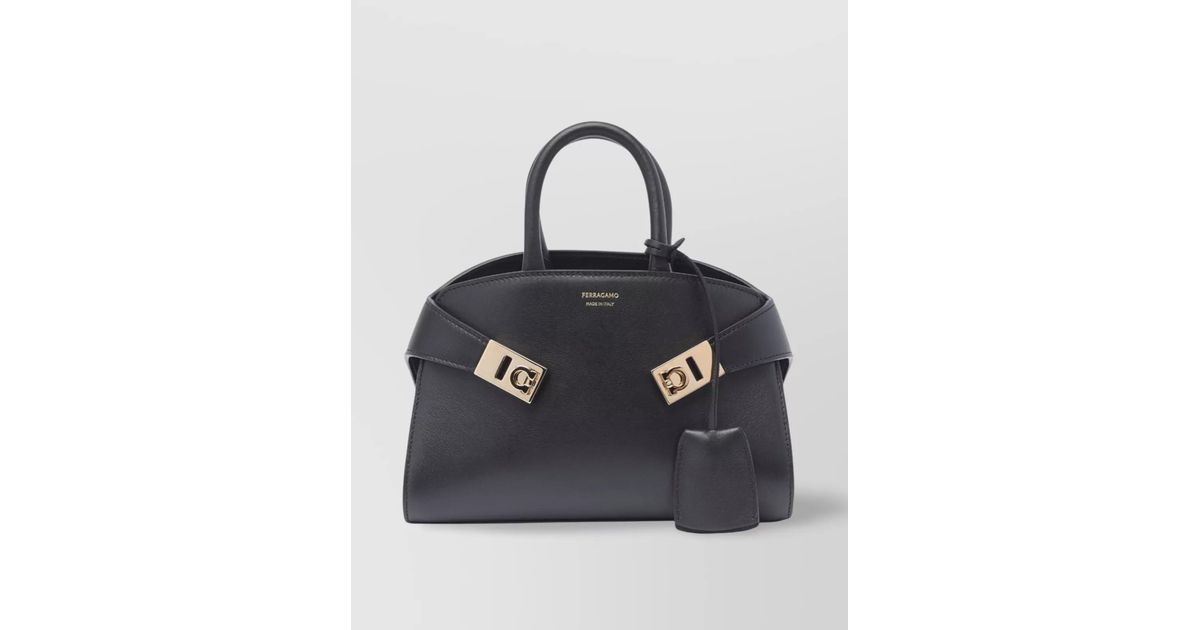 Ferragamo Structured Top Handle Shoulder Bag in Blue | Lyst UK