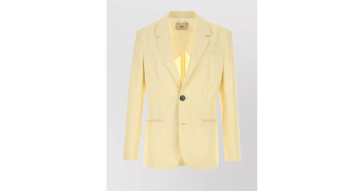 Ami Paris Wool Blazer Lapel Vent Pockets in Yellow for Men | Lyst UK