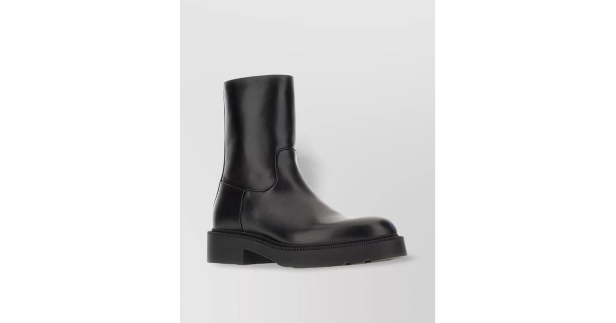 The Row Leather Ankle Boots With Chunky Lug Sole in Black | Lyst