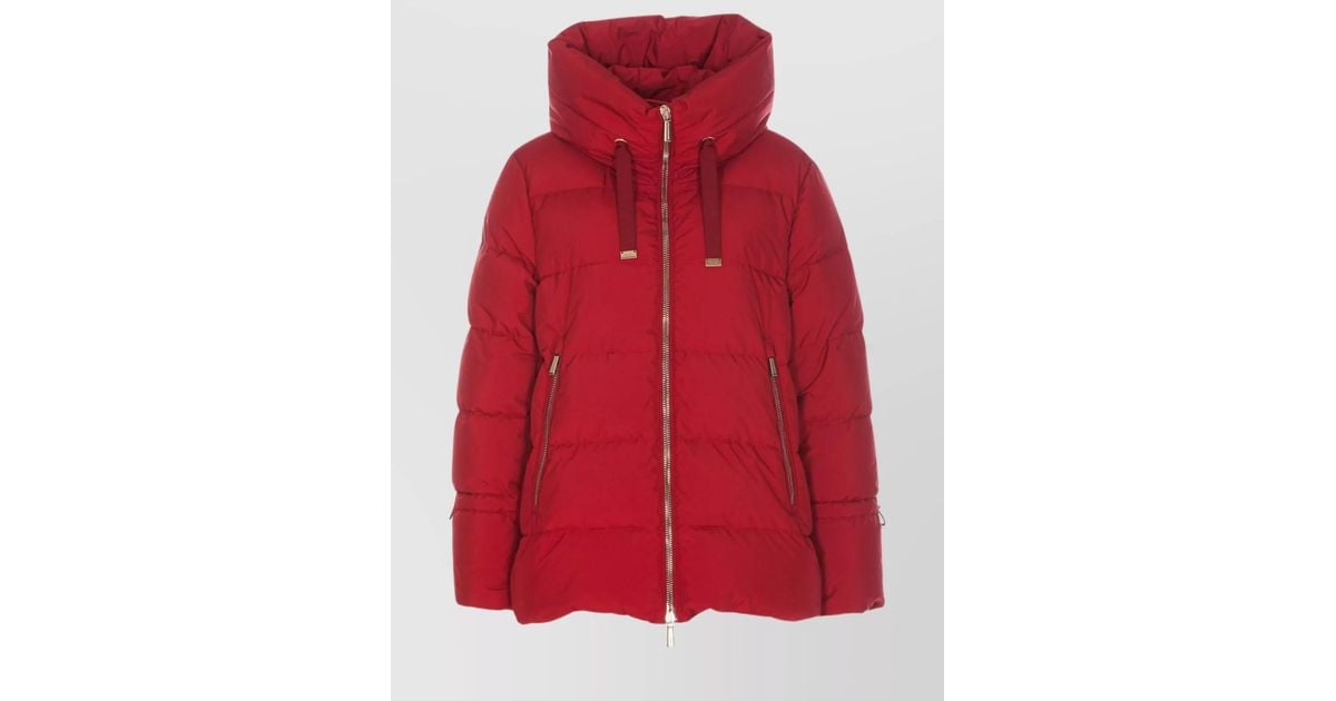 Moorer Quilted Padded Hooded Jacket With Adjustable Cuffs in Red | Lyst