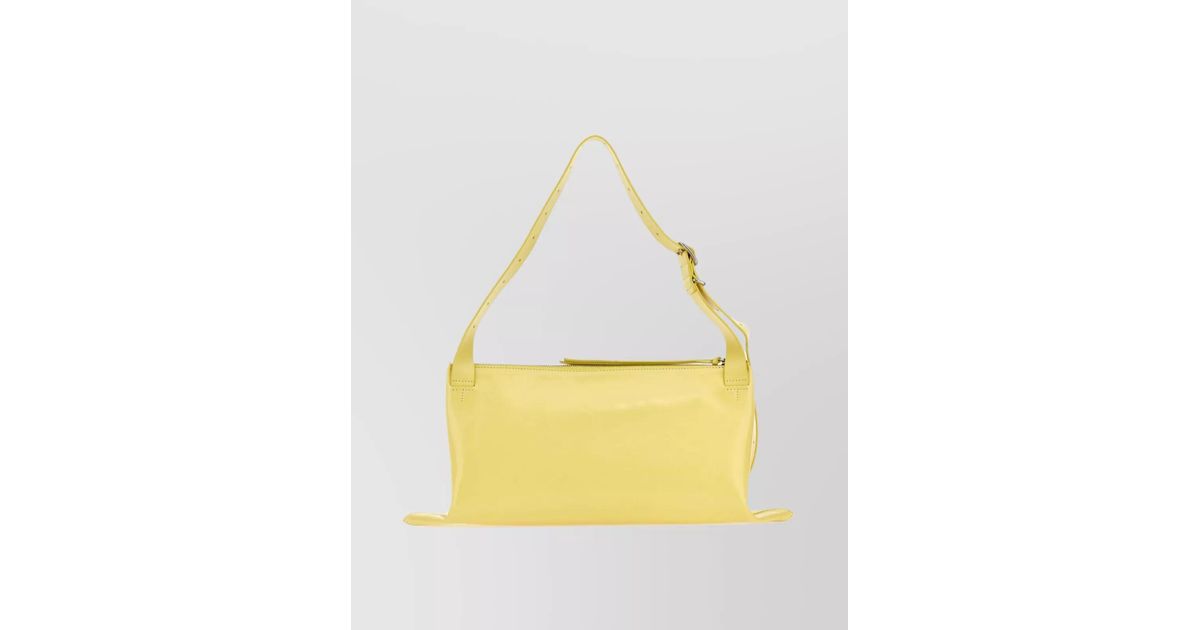 Jil Sander Pebble Leather Shoulder Bag in Yellow | Lyst