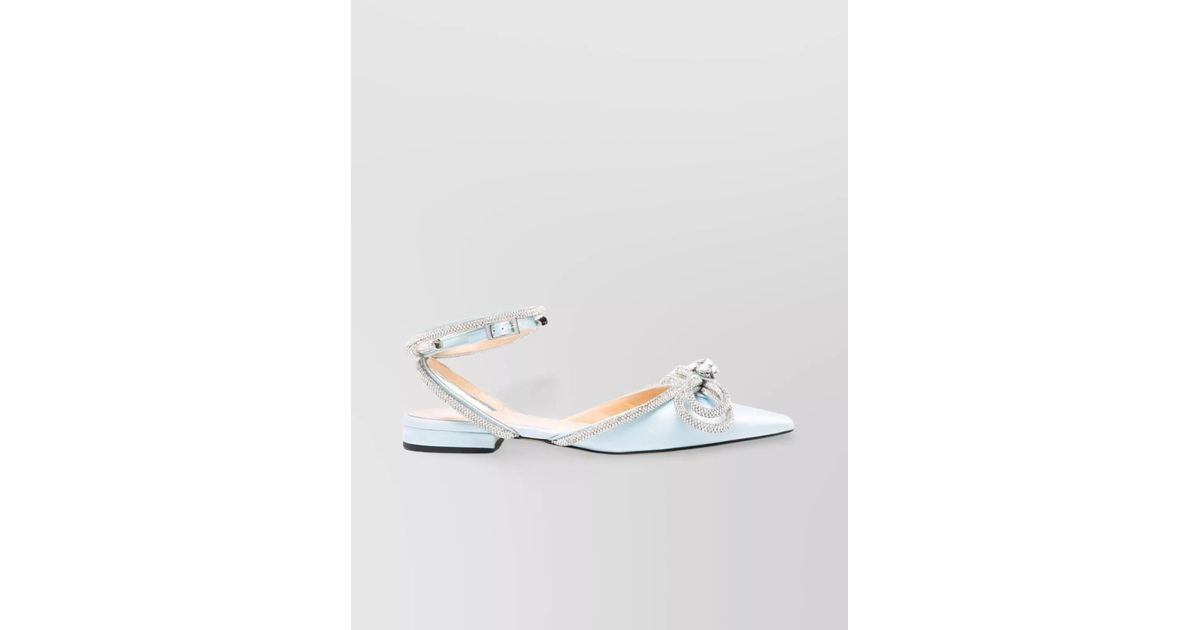 Mach & Mach Satin Slingback Ballet Flats With Double Bow in White | Lyst