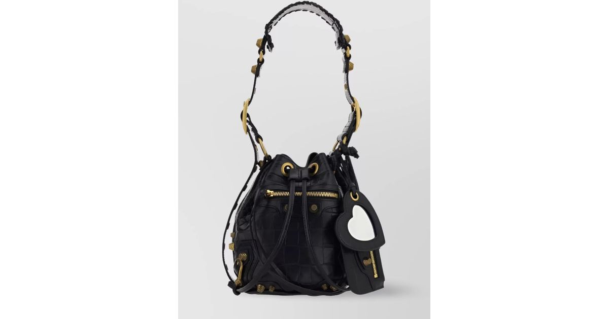 Balenciaga Embossed Crocodile Texture Shoulder Bag in Black | Lyst UK