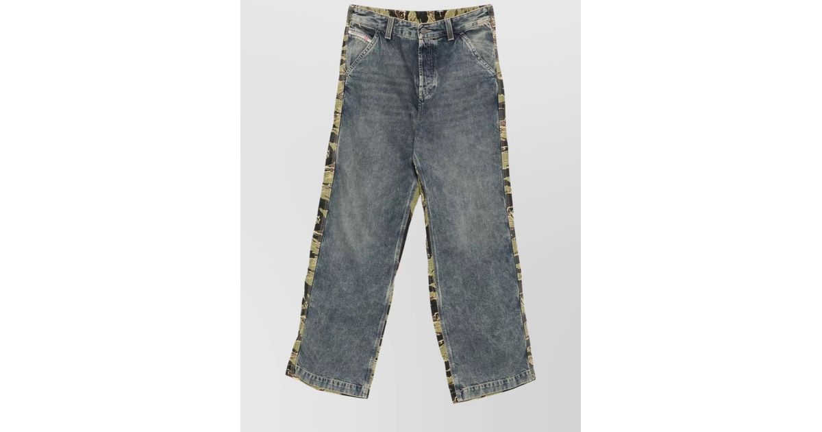 DIESEL Straight Leg Trousers Camouflage Pattern in Blue for Men | Lyst UK