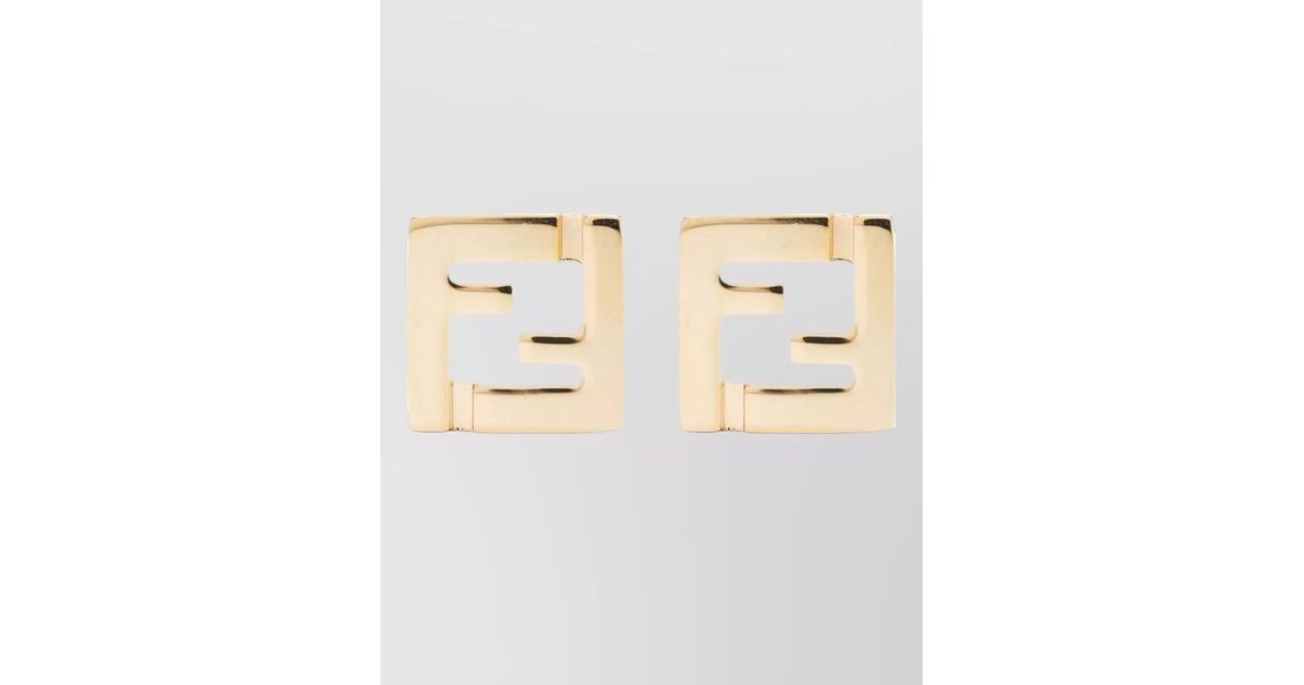 Fendi Metal Stud Earrings in Natural | Lyst