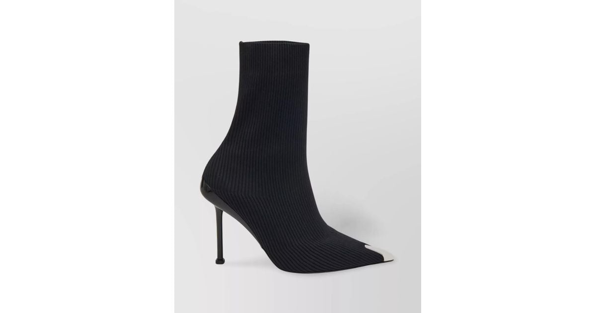 McQueen Stretch Knit Ankle Boots in Black | Lyst