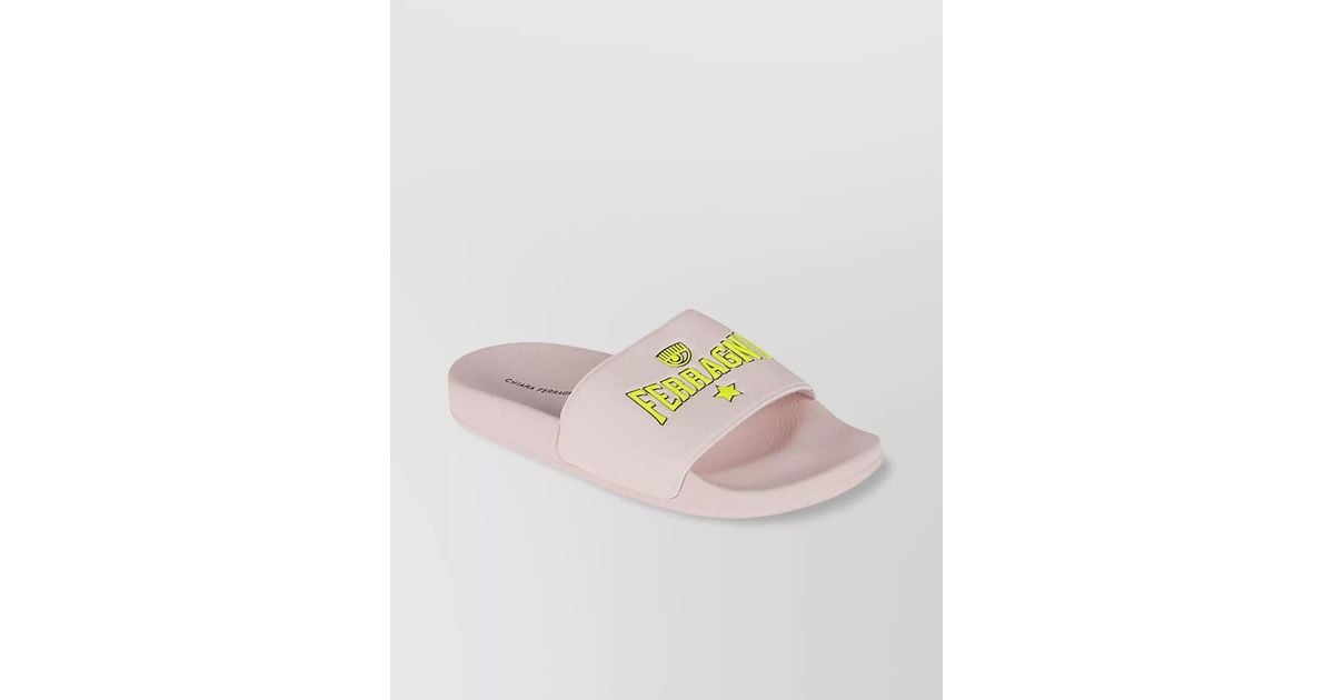 Chiara Ferragni Logo Sliders With Flat Sole And Open Toe in Pink | Lyst
