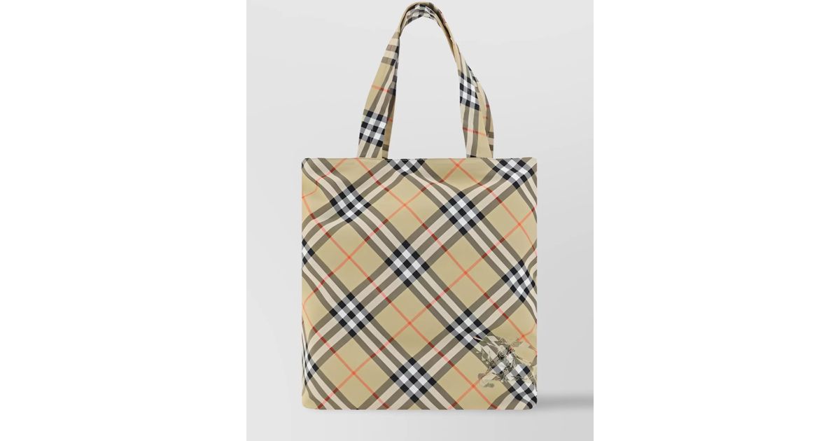 Burberry Checkered Pattern Tote Bag With Dual Handles in Natural for ...