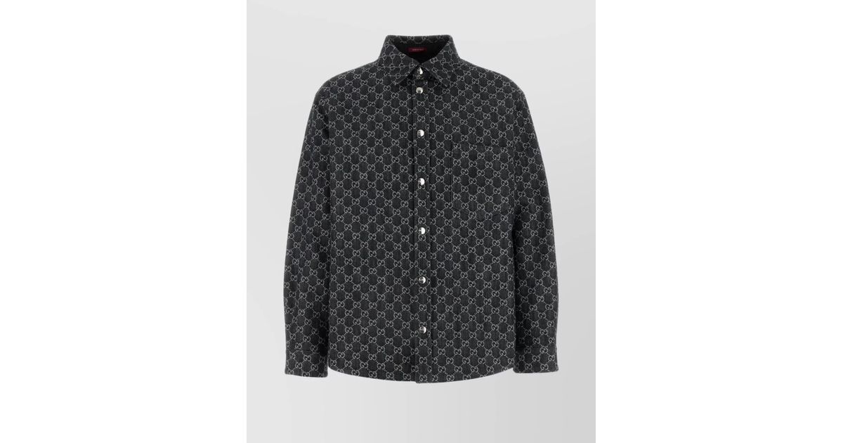 Gucci Reversible Denim Shirt With Embroidered Cuffs in Black for Men | Lyst