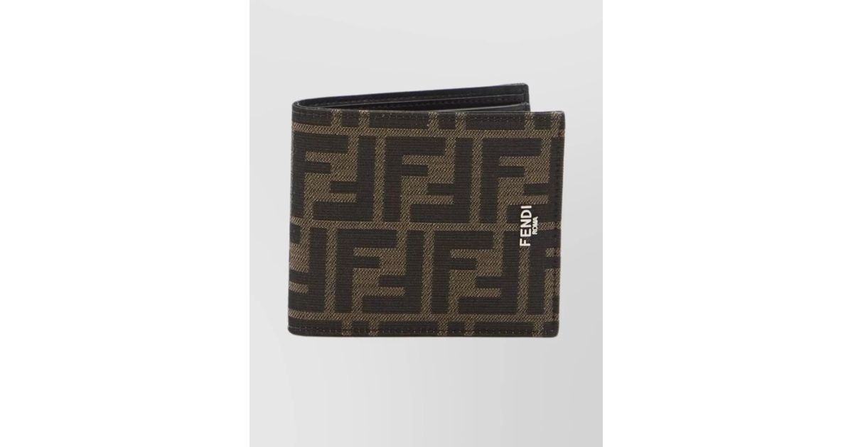 Fendi Jacquard Canvas Bi-Fold Wallet in Black for Men | Lyst