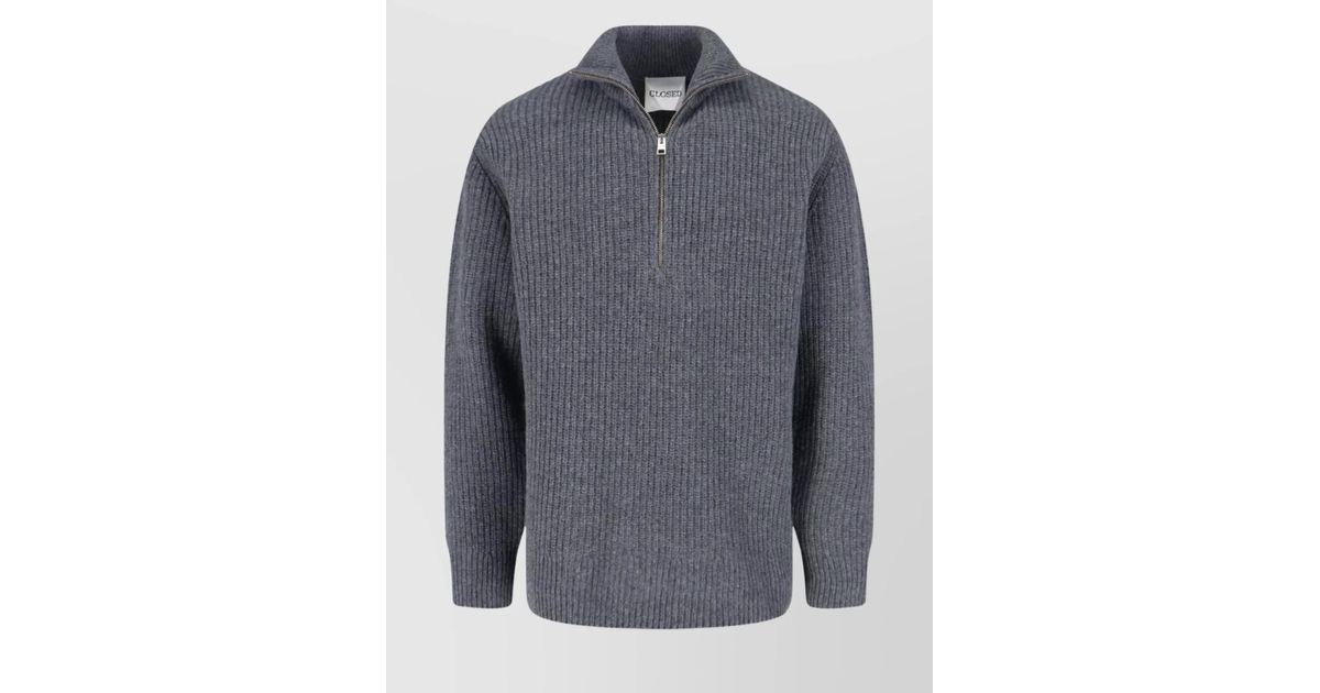 Closed High Collar Long Sleeve Knit Sweater in Blue for Men | Lyst UK