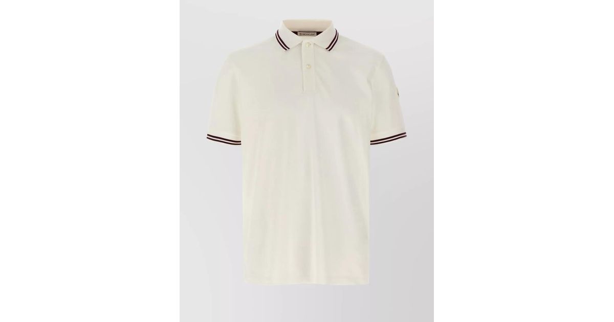 Moncler Textured Ribbed Polo Shirt With Short Sleeves in White for Men ...