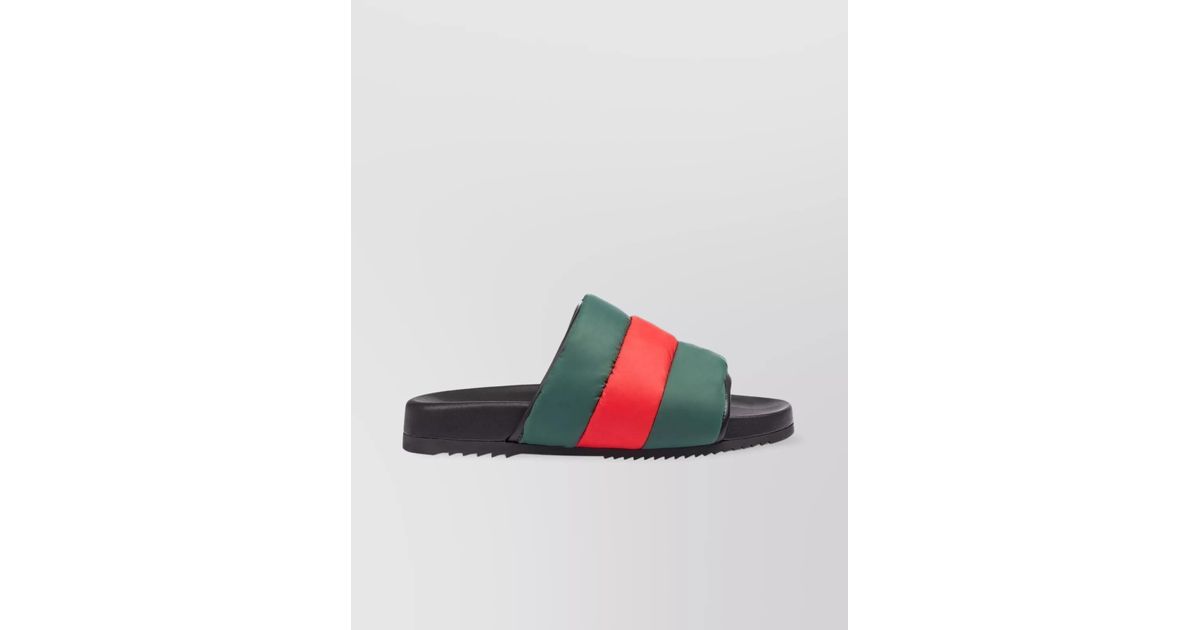 Gucci Web Padded Nylon Slides With Flat Sole in Black for Men | Lyst