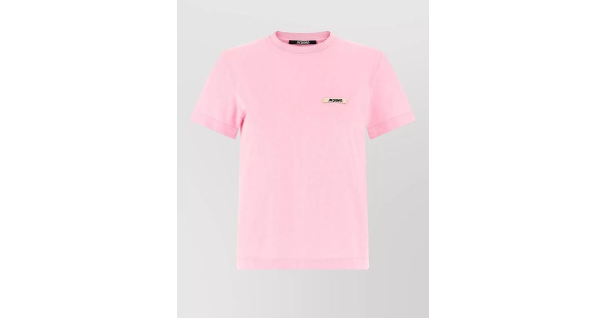 Jacquemus Gros Grain Signature Short Sleeve Crewneck T-Shirt in Pink ...