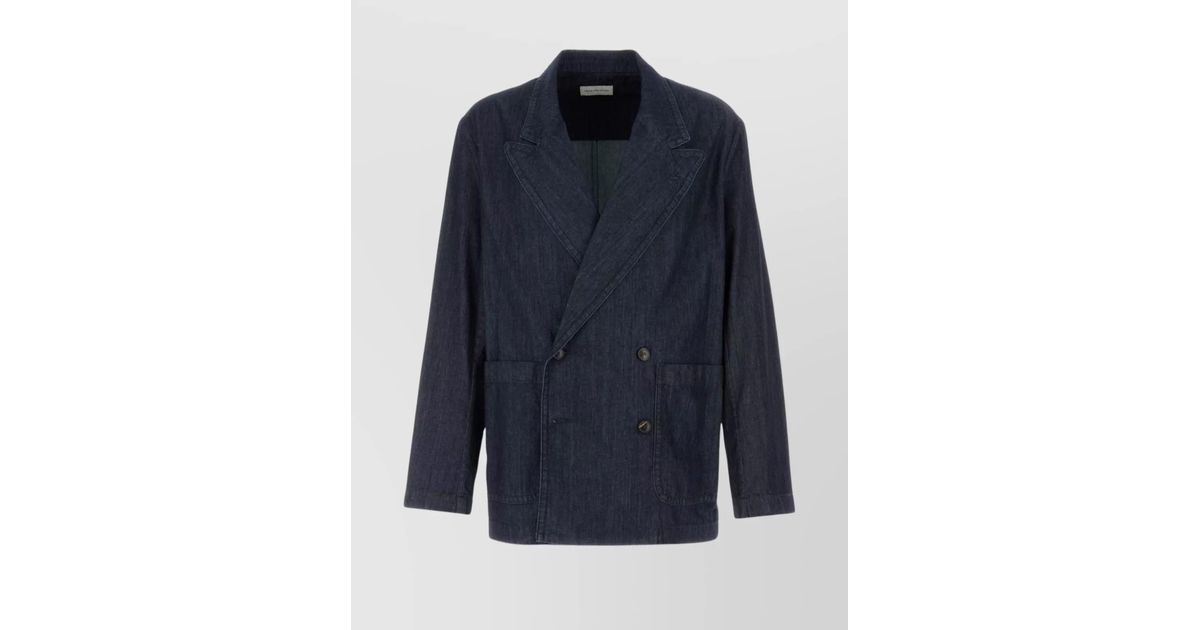 Dries Van Noten Denim Blazer Double-Breasted Front Pockets in Blue for Men | Lyst