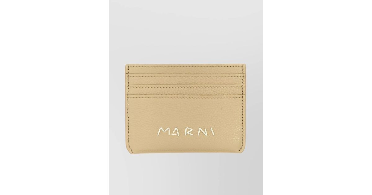 Marni Leather Logo Card Holder in Natural for Men | Lyst UK