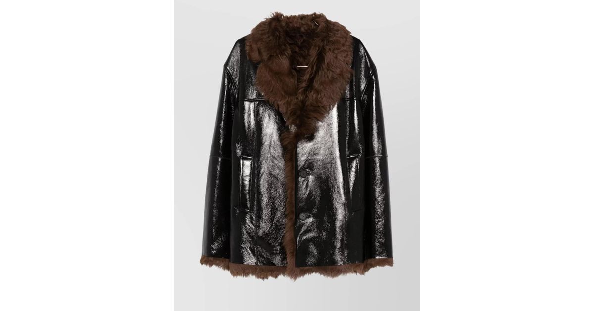 DIESEL Luxurious Coat With Faux Fur Trim in Black for Men | Lyst