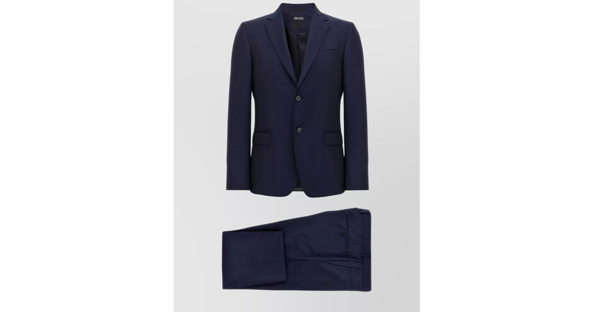 ZEGNA Single-Breasted Suit With Back Vent And Flap Pockets in Blue for ...