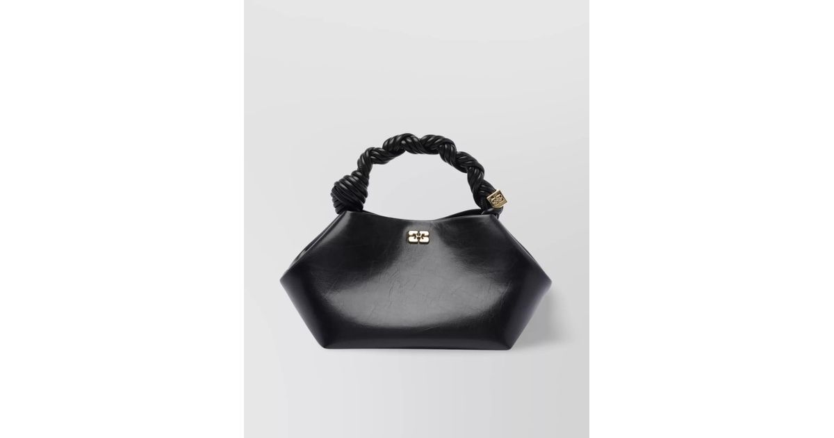 Ganni Cross-Body Bag Structured Twisted Handle in Black | Lyst