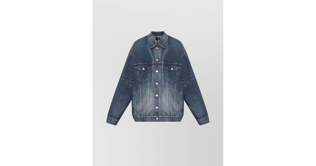 Balenciaga Oversized Denim Jacket Tape Detail in Blue for Men | Lyst