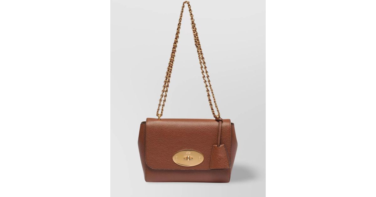 Mulberry Structured Leather Shoulder Bag With Chain Strap in Brown | Lyst