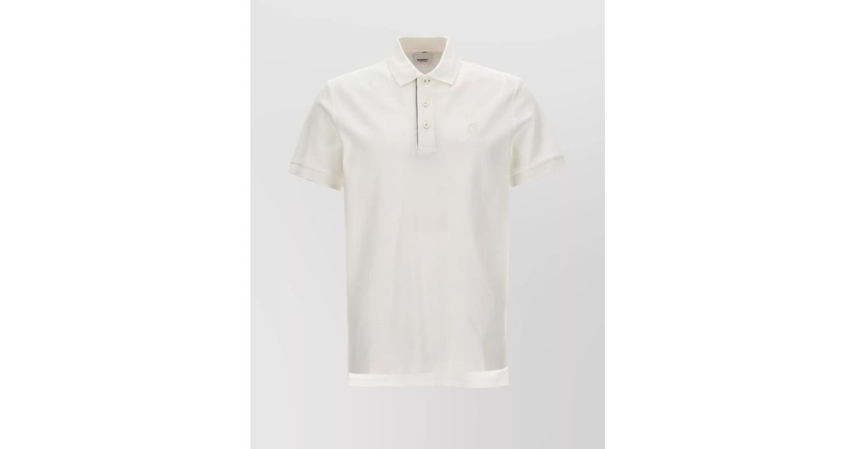 Burberry Ribbed Collar Polo Shirt With Side Slits in White for Men | Lyst
