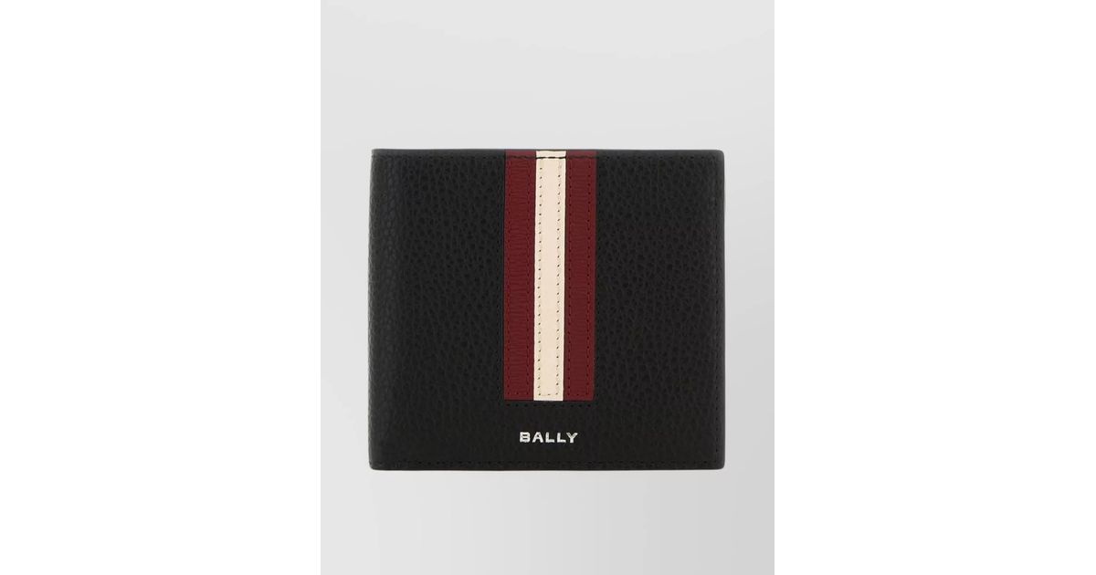 Bally Textured Leather Bifold Wallet With Tricolor Band in Black for ...
