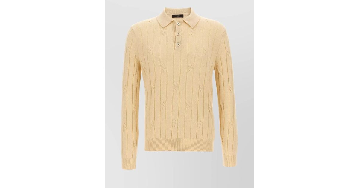 Zanone Wool Braided Pattern Polo Shirt in Natural for Men | Lyst UK
