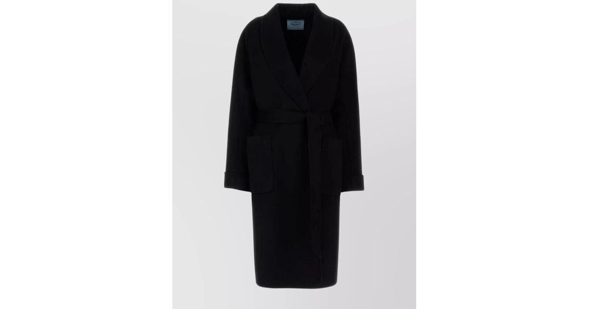 Prada Cashmere Virgin Wool Single Breasted Coat in Black | Lyst UK