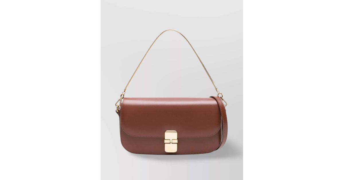 A.P.C. Leather Shoulder Bag With Detachable Strap And Chain Handle in ...