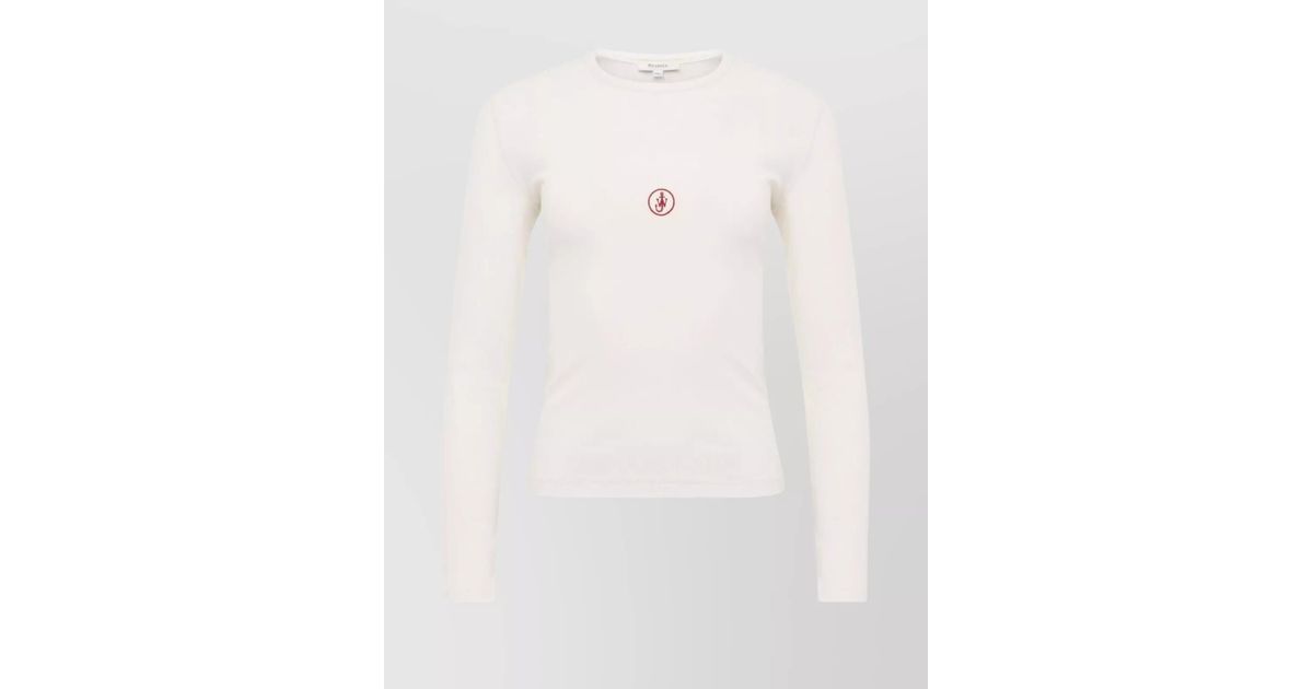 JW Anderson Crew Neck Long Sleeves Ribbed Cuffs in White | Lyst UK