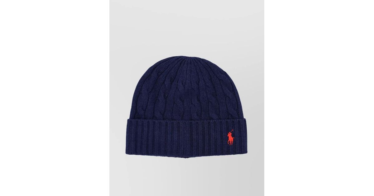 Polo Ralph Lauren Cable Knit Beanie Fold-Over Brim in Blue for Men | Lyst