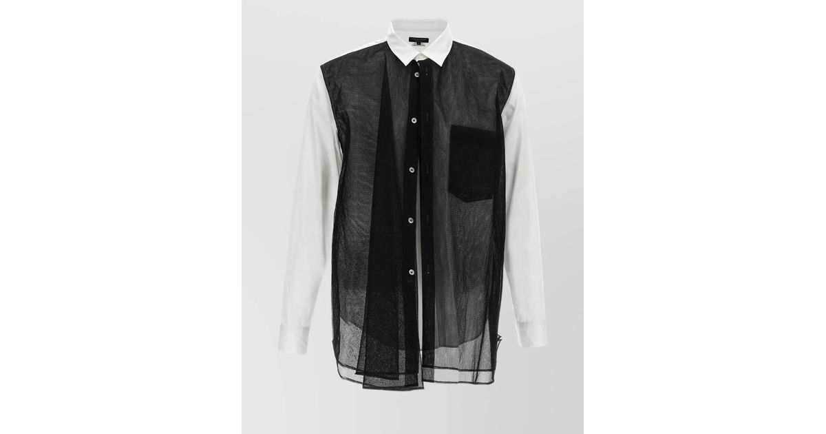 Comme des Garçons Sheer Overlay Shirt Chest Pocket Detail in Black for ...