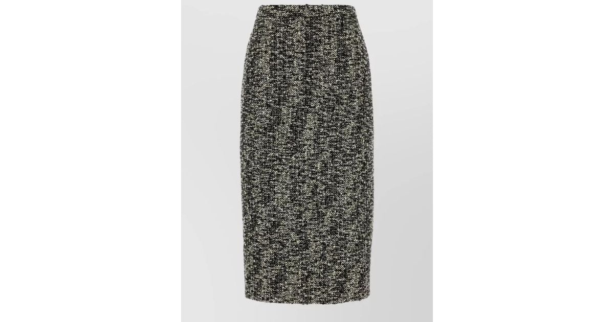 Gucci High Waist Bouclé Skirt Textured Design in Grey | Lyst UK