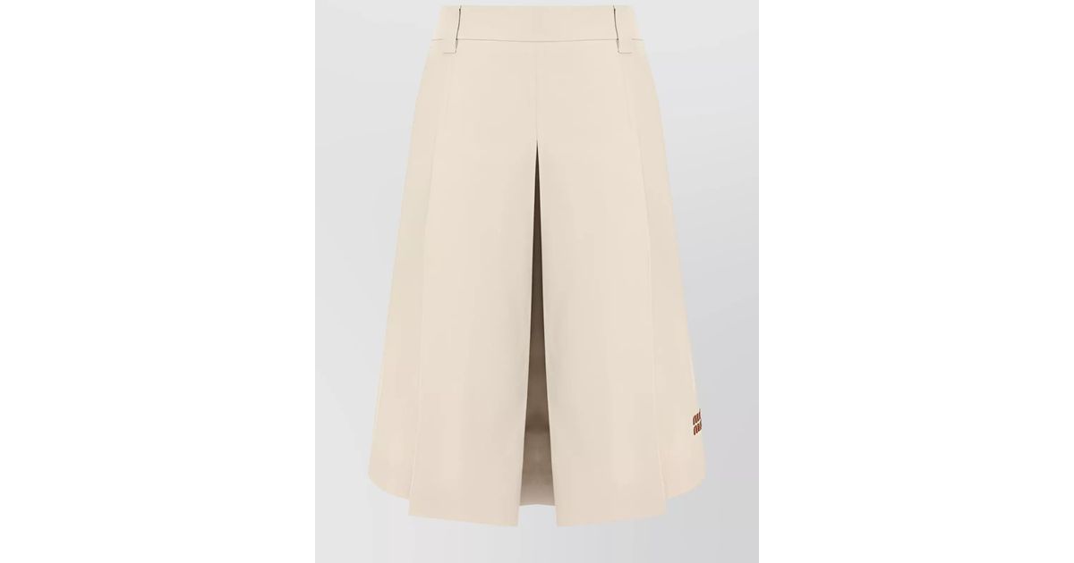 Miu Miu Cotton Skirt With Monochrome Pattern And Belt Loops in Natural ...