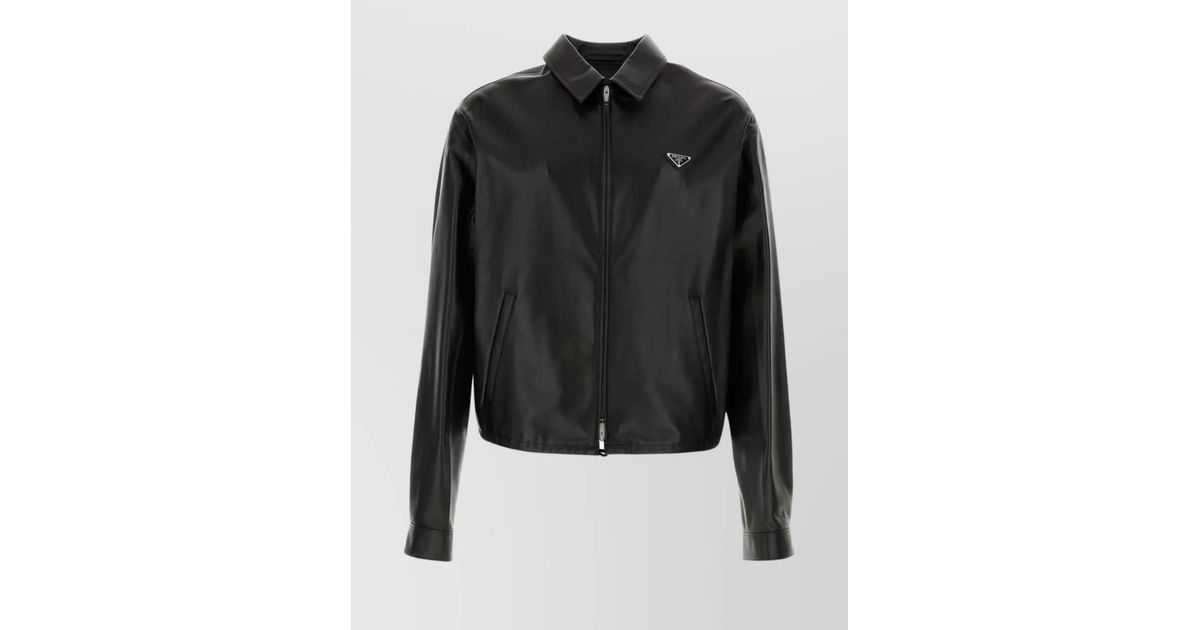 Prada Collar Design Nappa Leather Jacket in Black for Men | Lyst