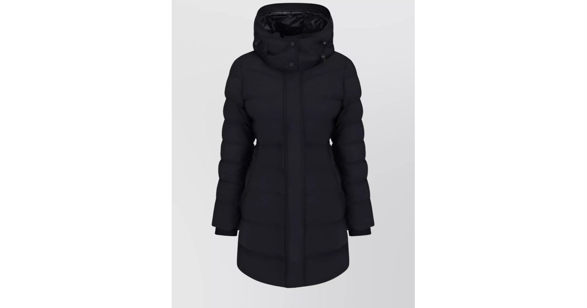 Moose Knuckles Quilted Coat Hooded Adjustable Features in Blue | Lyst