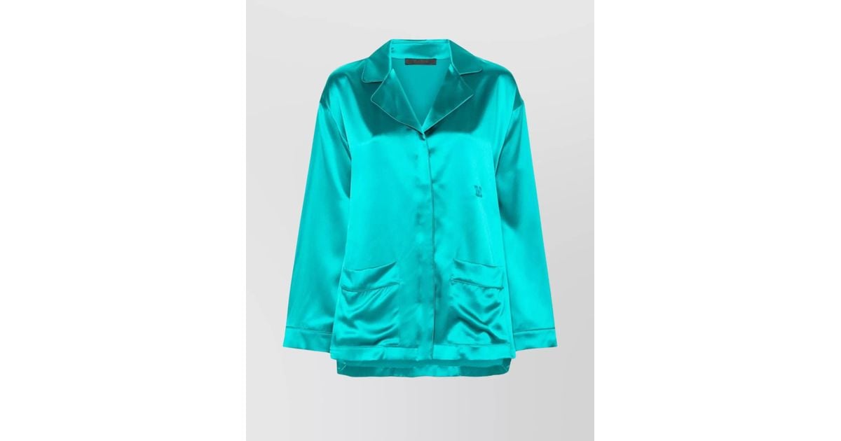 Max Mara Silk Tunic With Drop Shoulder Design in Blue | Lyst