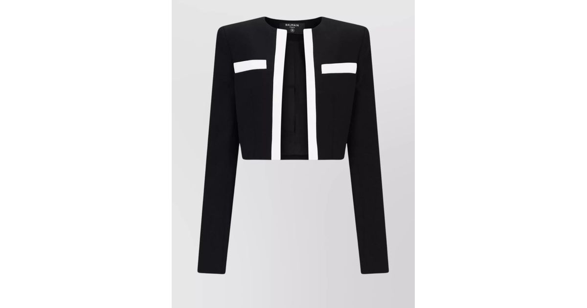 Balmain Panel Cropped Jacket Buttons Sleeves in Black | Lyst UK