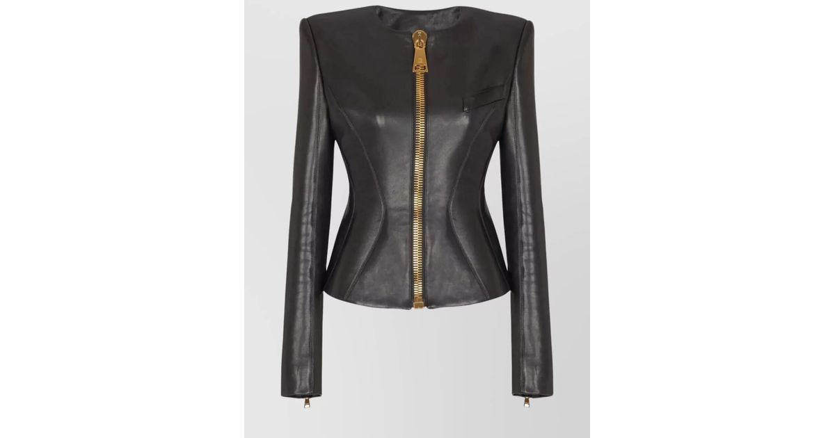 Balmain Tailored Lambskin Jacket Zipper in Black | Lyst UK