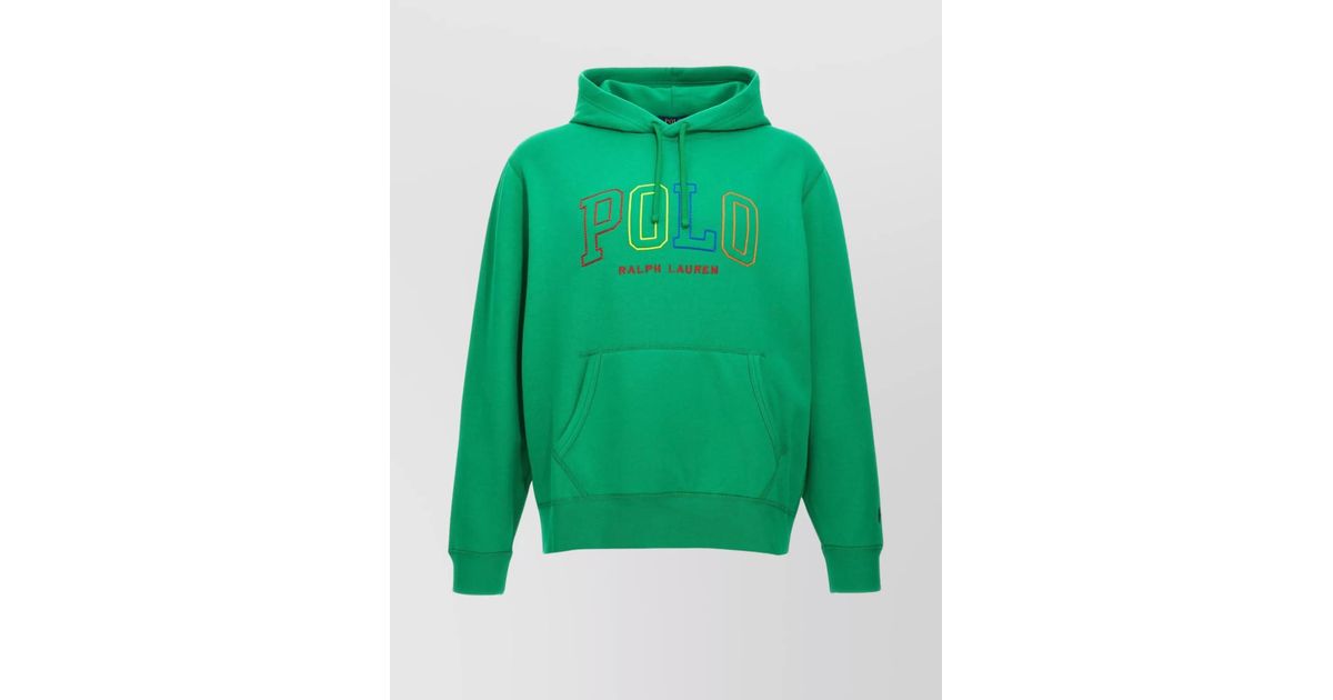 Polo Ralph Lauren Drawstring Hood Logo Hoodie in Green for Men | Lyst