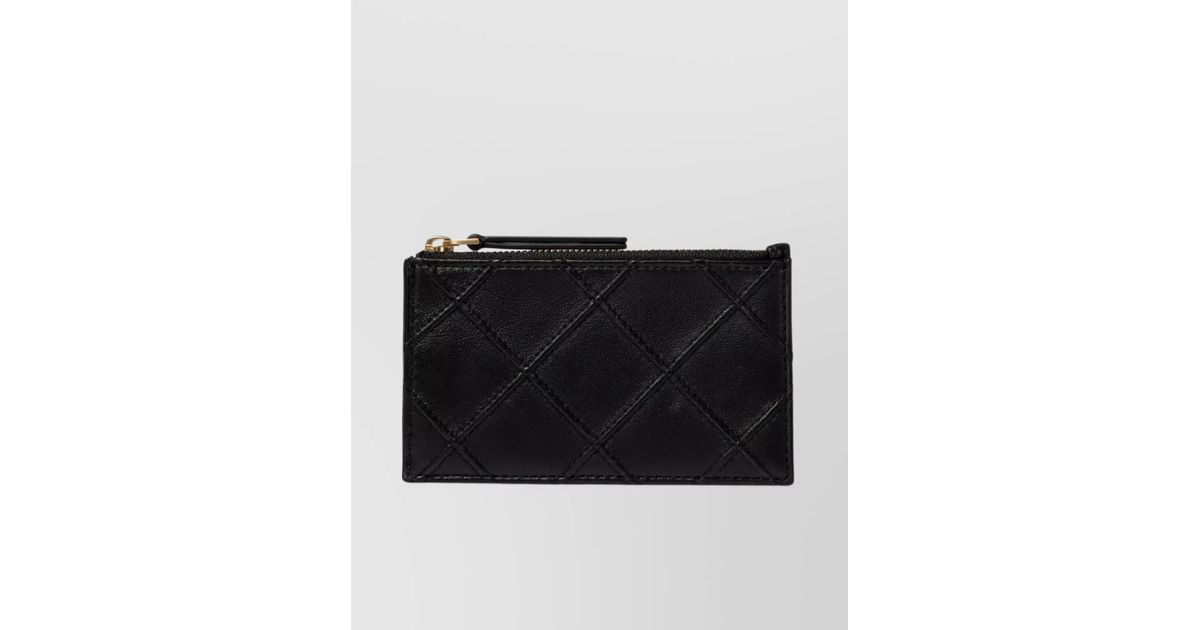 Tory Burch Quilted Zippered Card Holder in Black | Lyst
