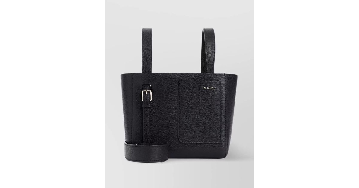 Valextra Mini Bucket Bag External Pocket in Black | Lyst