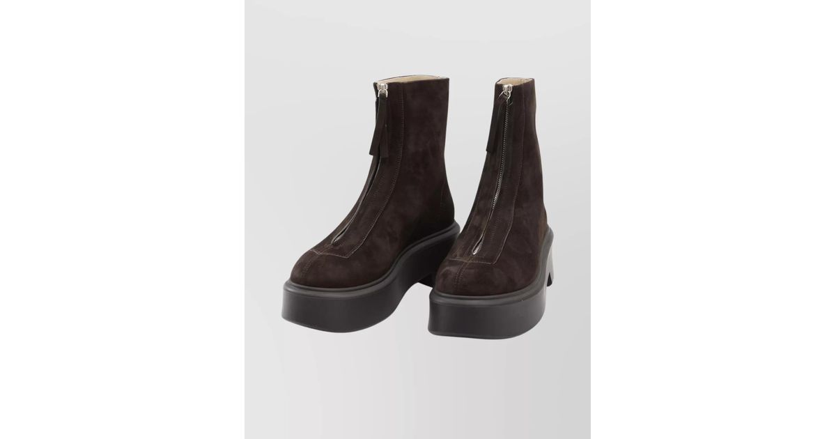 The Row Combat Style Zipped Leather Boots | Lyst