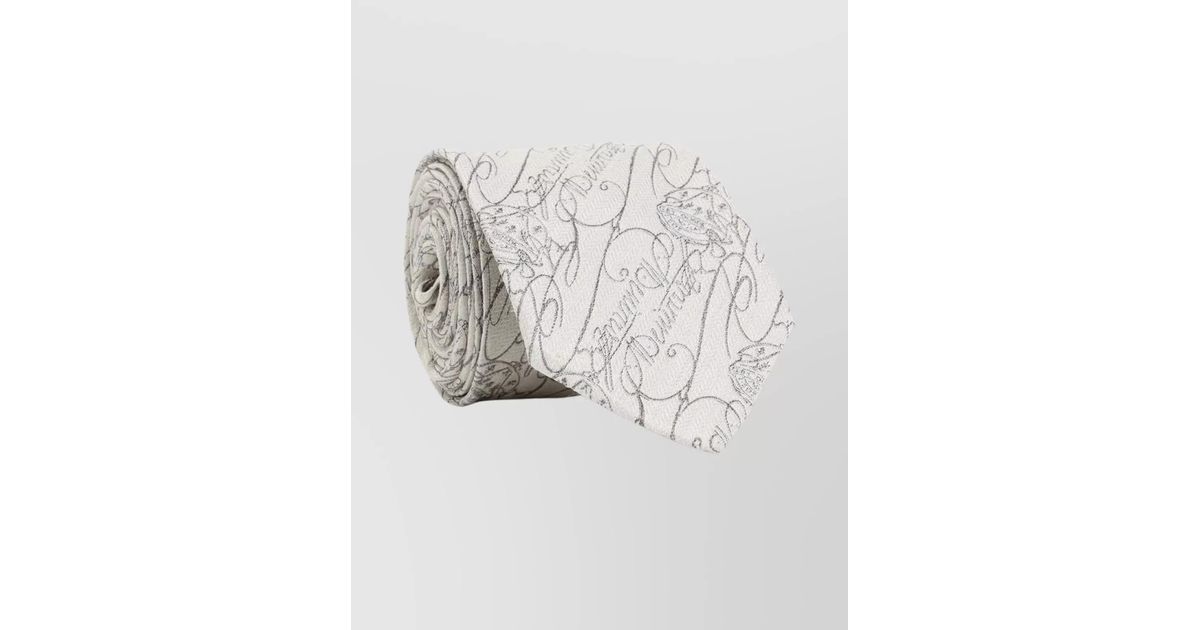 Berluti Rolled Script Pattern Silk Linen Tie in White for Men | Lyst